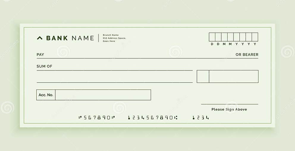 Simple Bank Cheque Voucher Template Design Stock Vector - Illustration ...