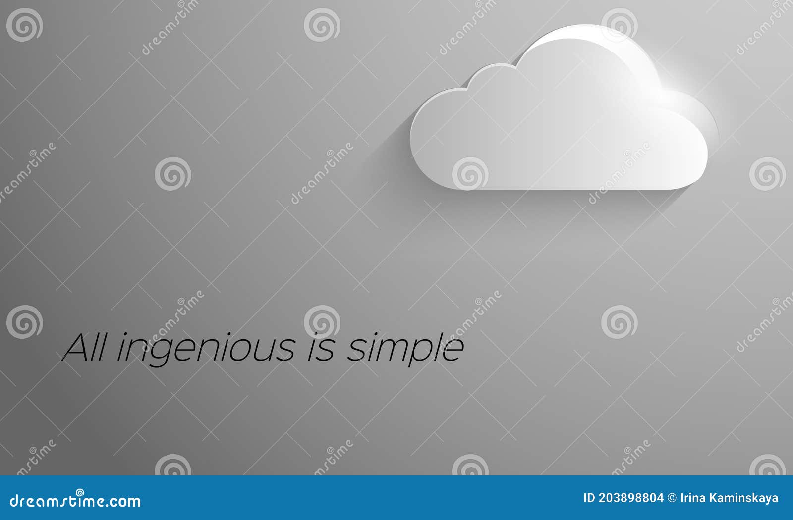 Simple Banner with White Cloud on Gray Background. Minimal Design ...