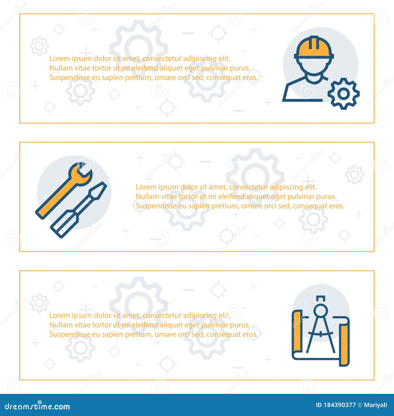 Simple Banners Set of Engineering Items. Vector Illustration Stock ...