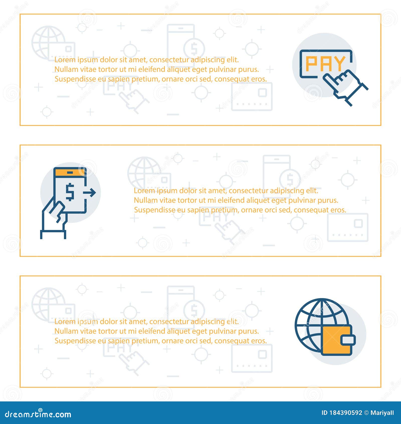 Simple Banners Set of Payment Items. Vector Illustration Stock Vector ...