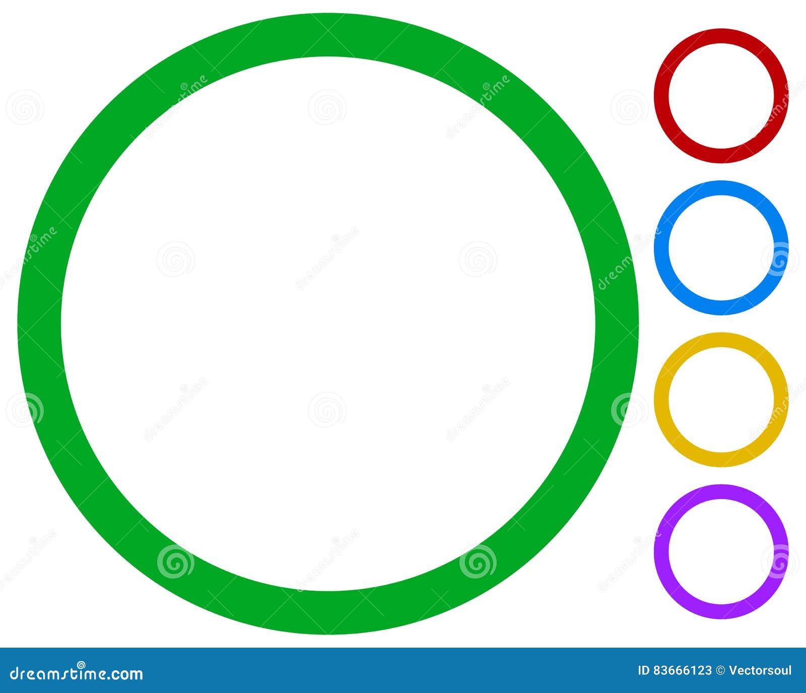 Simple, Basic Frame / Border Icons Isolated on White in 5 Color Stock ...