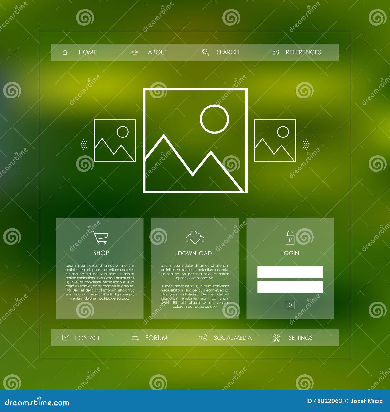 Simple Basic Website Template with Icons for Stock Vector ...