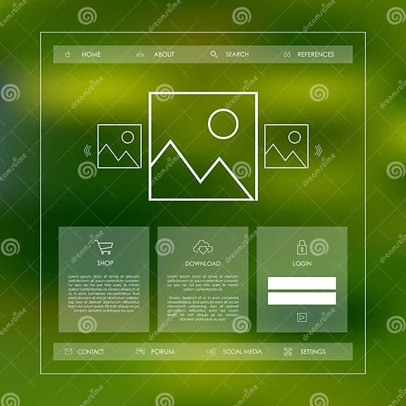 Simple Basic Website Template with Icons for Stock Vector ...