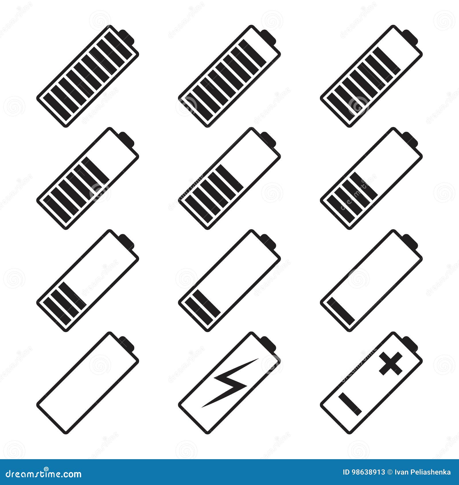 Simple battery icon set stock illustration. Illustration of symbol ...