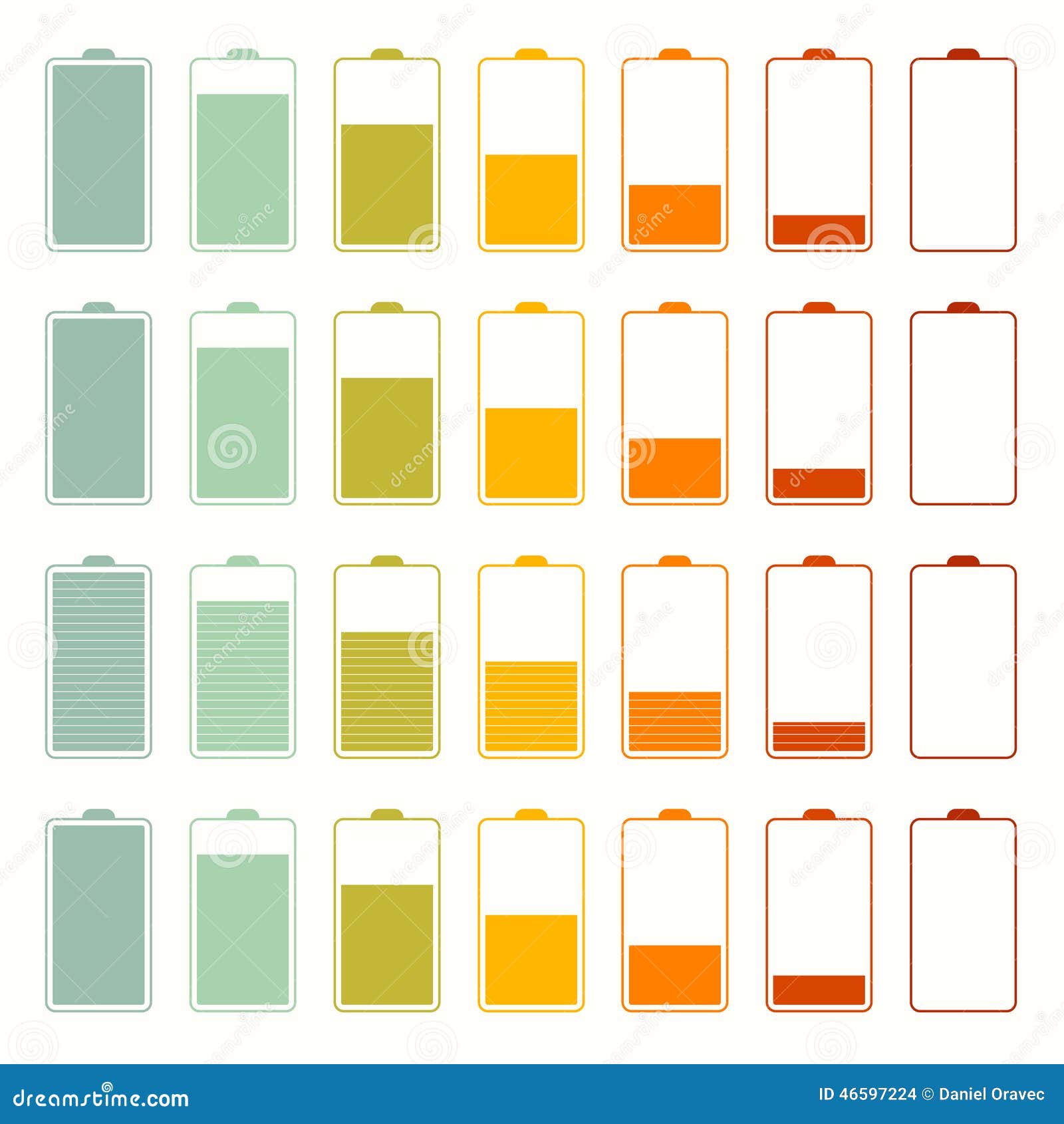 Simple Battery Life Icon Set Set Stock Vector - Illustration of full ...