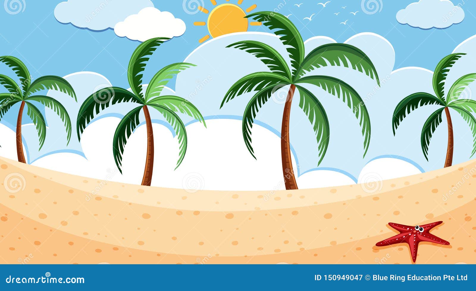 A simple beach scene stock vector. Illustration of palm - 150949047