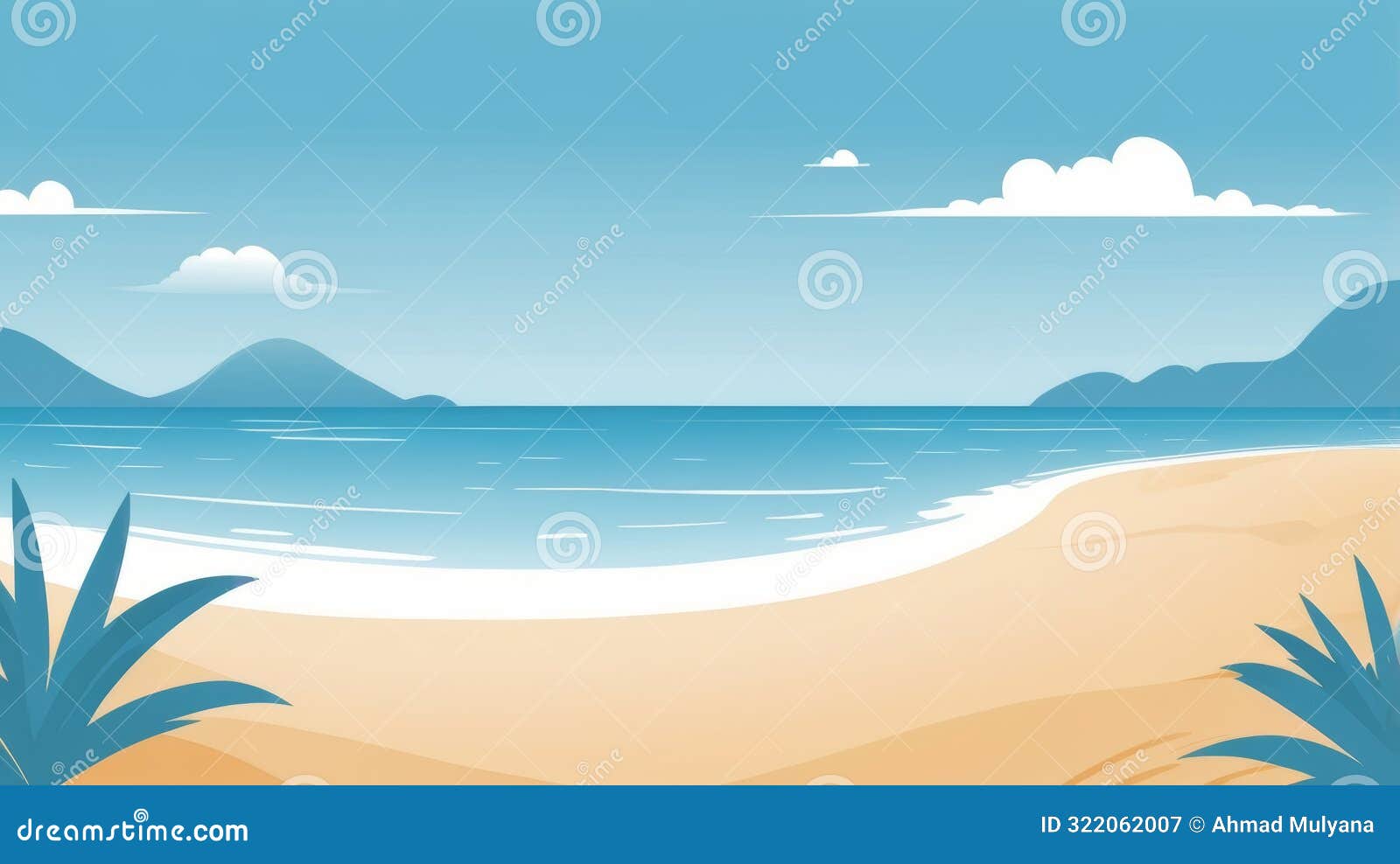 Simple Beach Theme Background with Light Blue Background, Ai Generated ...