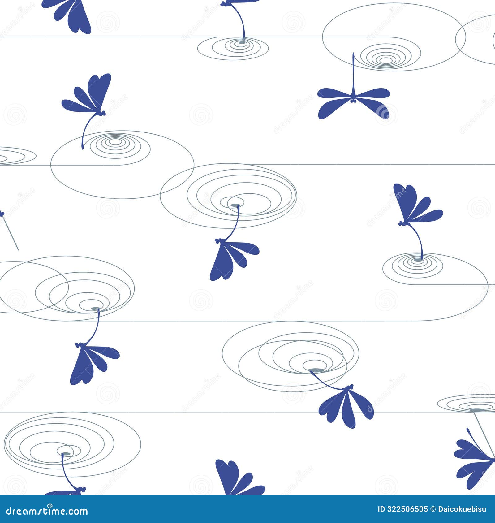 Simple and Beautiful Dragonfly and Water Pattern, Stock Illustration ...