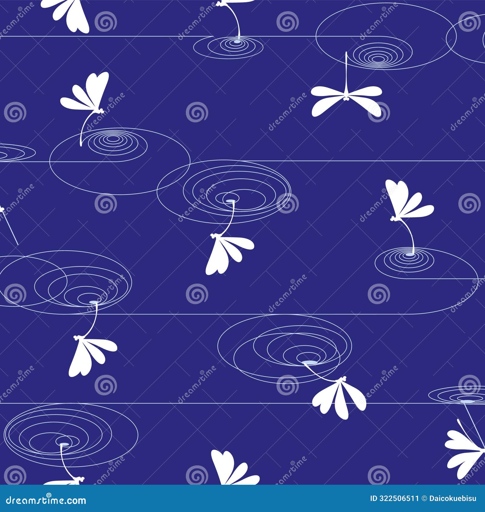 Simple and Beautiful Dragonfly and Water Pattern, Stock Vector ...