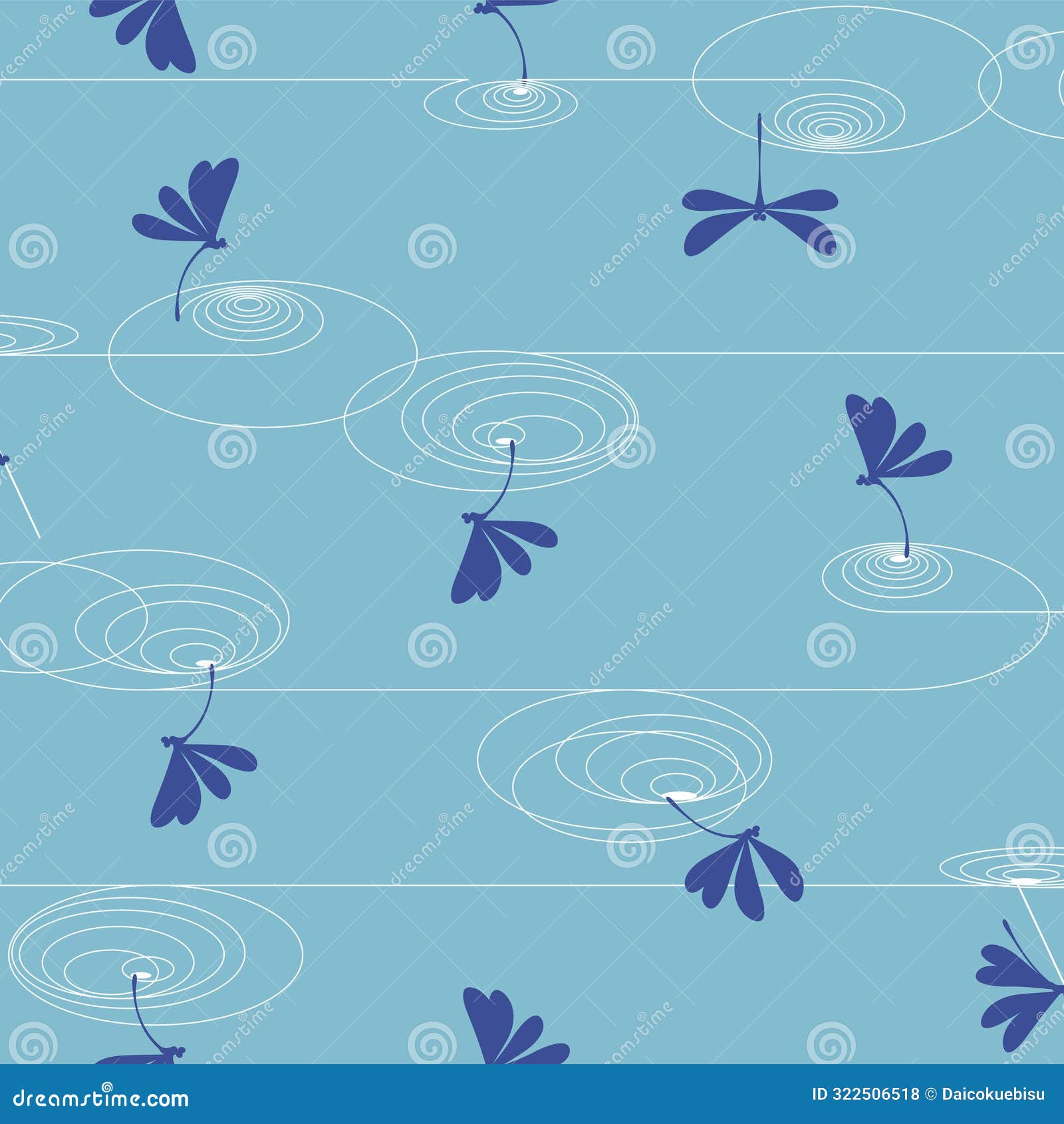 Simple and Beautiful Dragonfly and Water Pattern, Stock Illustration ...