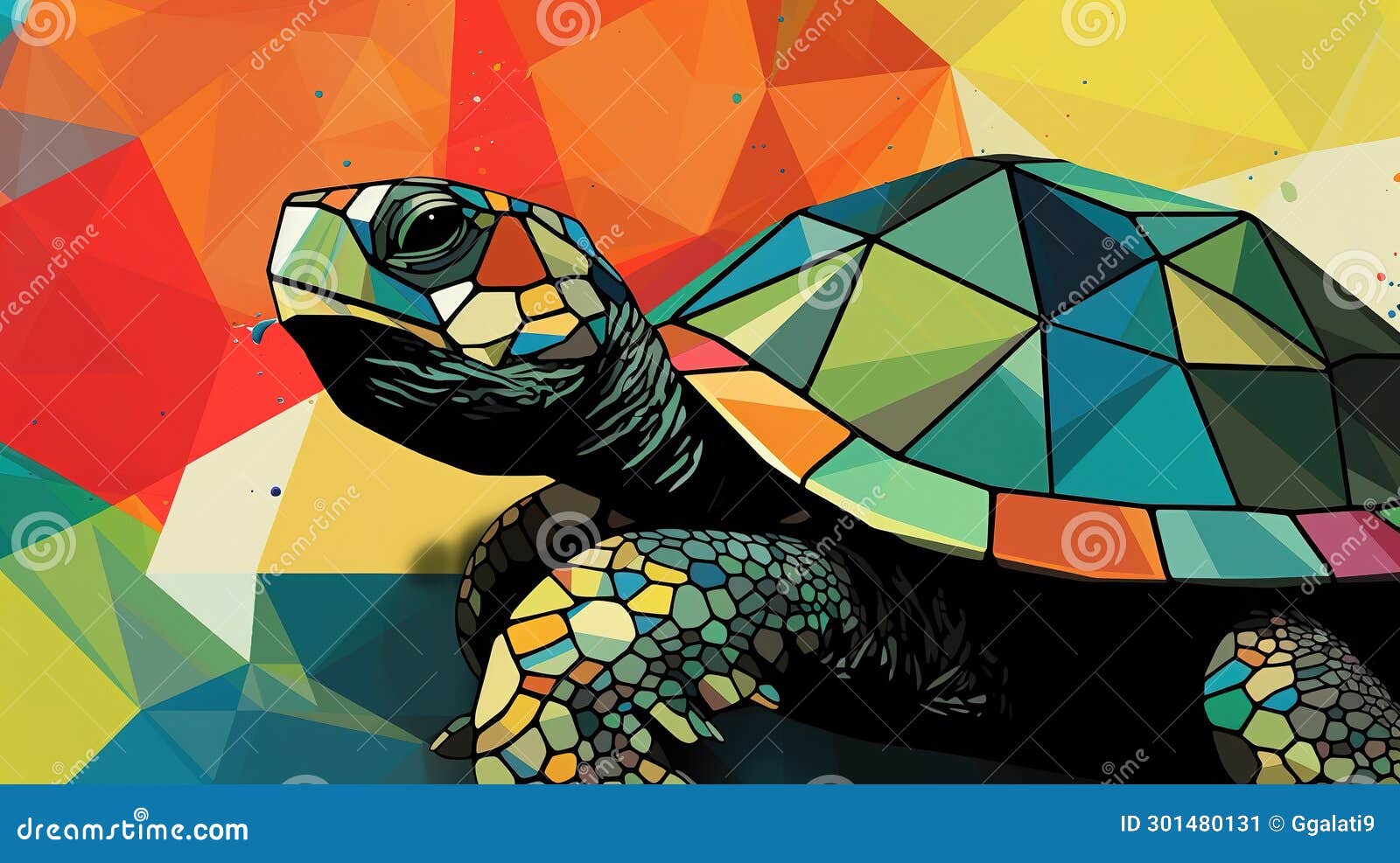 Simple Beautiful Geometrical Turtle Artwork, Ai Generated Image Stock ...