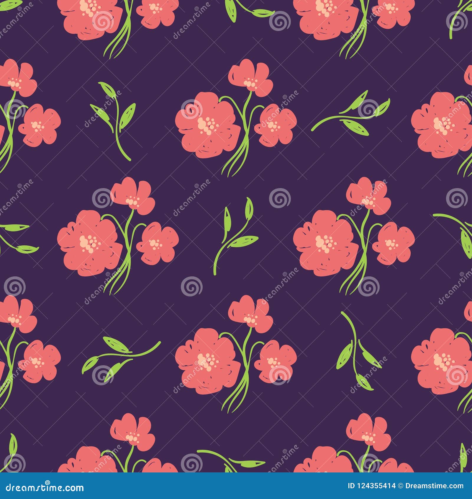 Simple Beautiful Hand-drawn Flowers Stock Vector - Illustration of ...