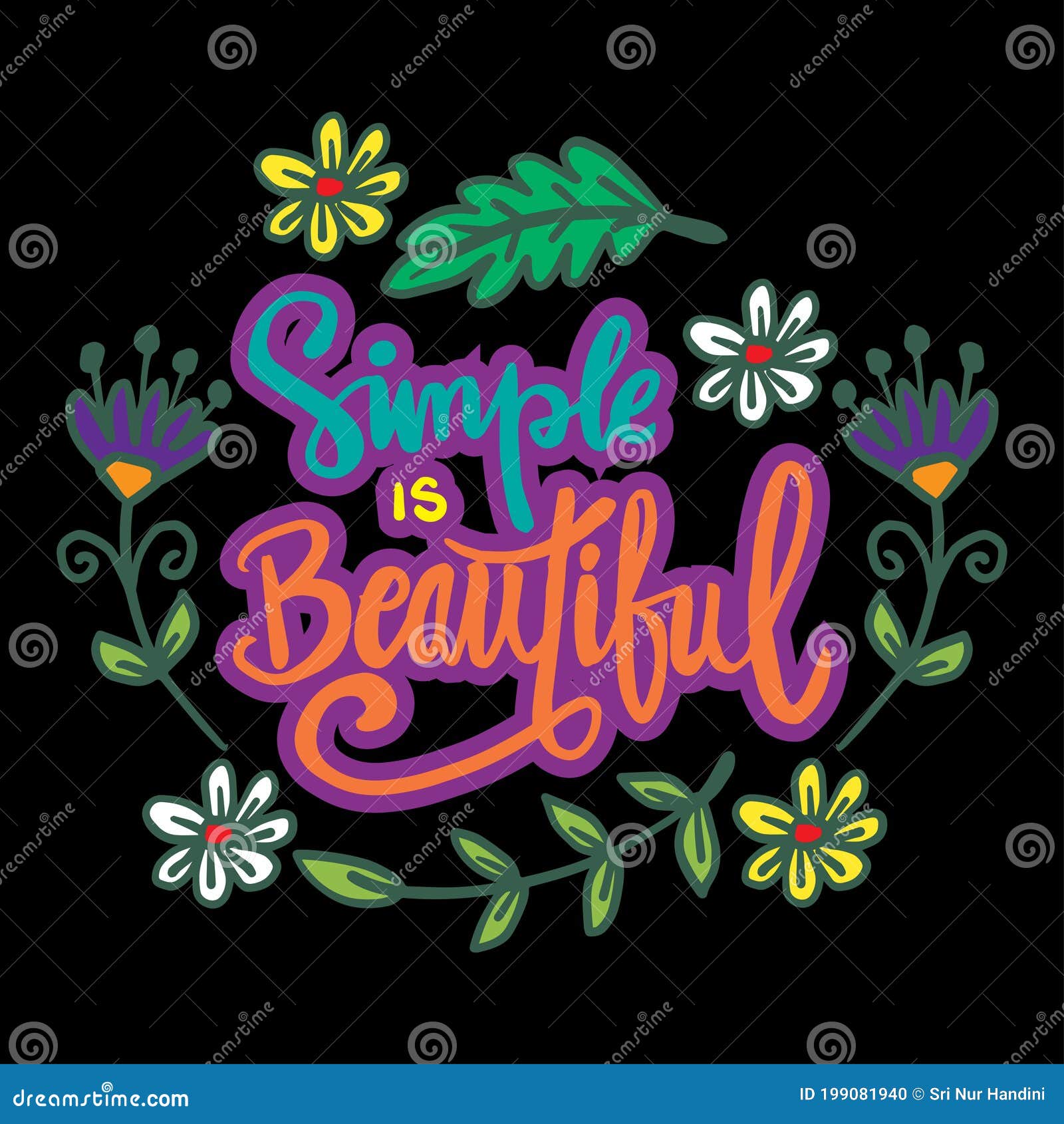 Simple is Beautiful, Hand Lettering. Stock Illustration - Illustration ...