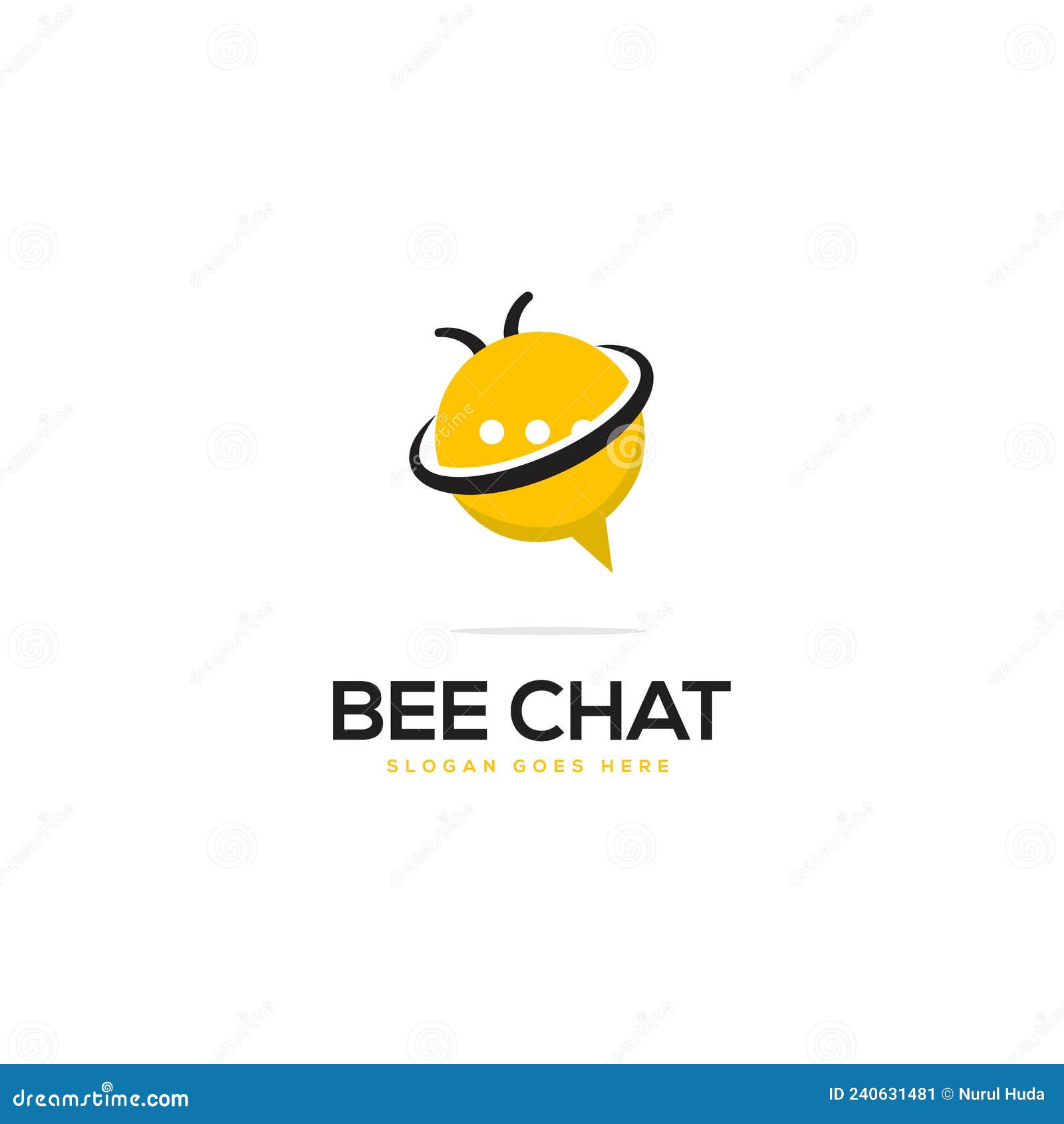 Simple Bee Chat Logo Design, Insect Vector with Communication Chat Icon ...