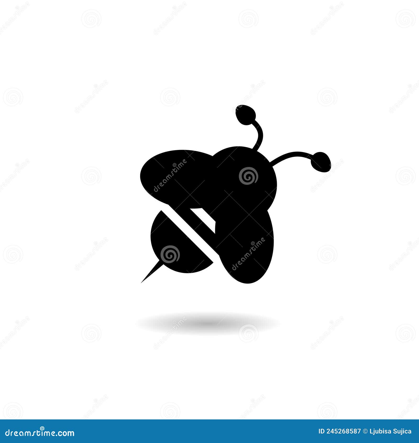 Simple Bee Icon with Shadow Stock Vector - Illustration of linear ...