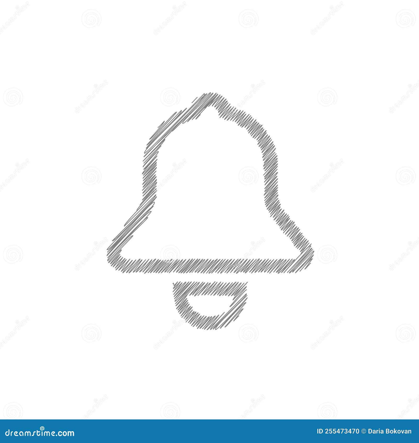 Simple Bell Grey Sketch Vector Icon or Logo in Circle Stock Vector ...