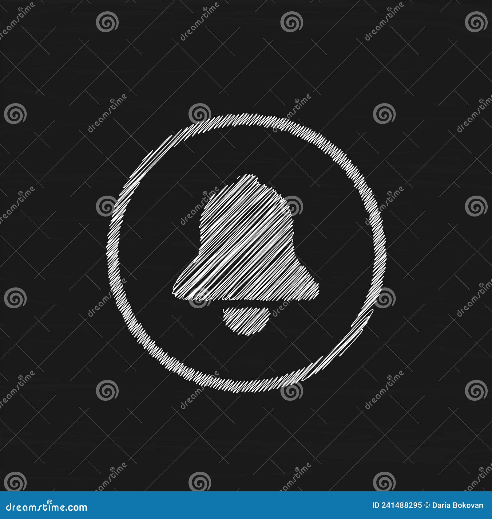 Simple Bell White Sketch Vector Icon or Logo in Circle Stock Vector ...
