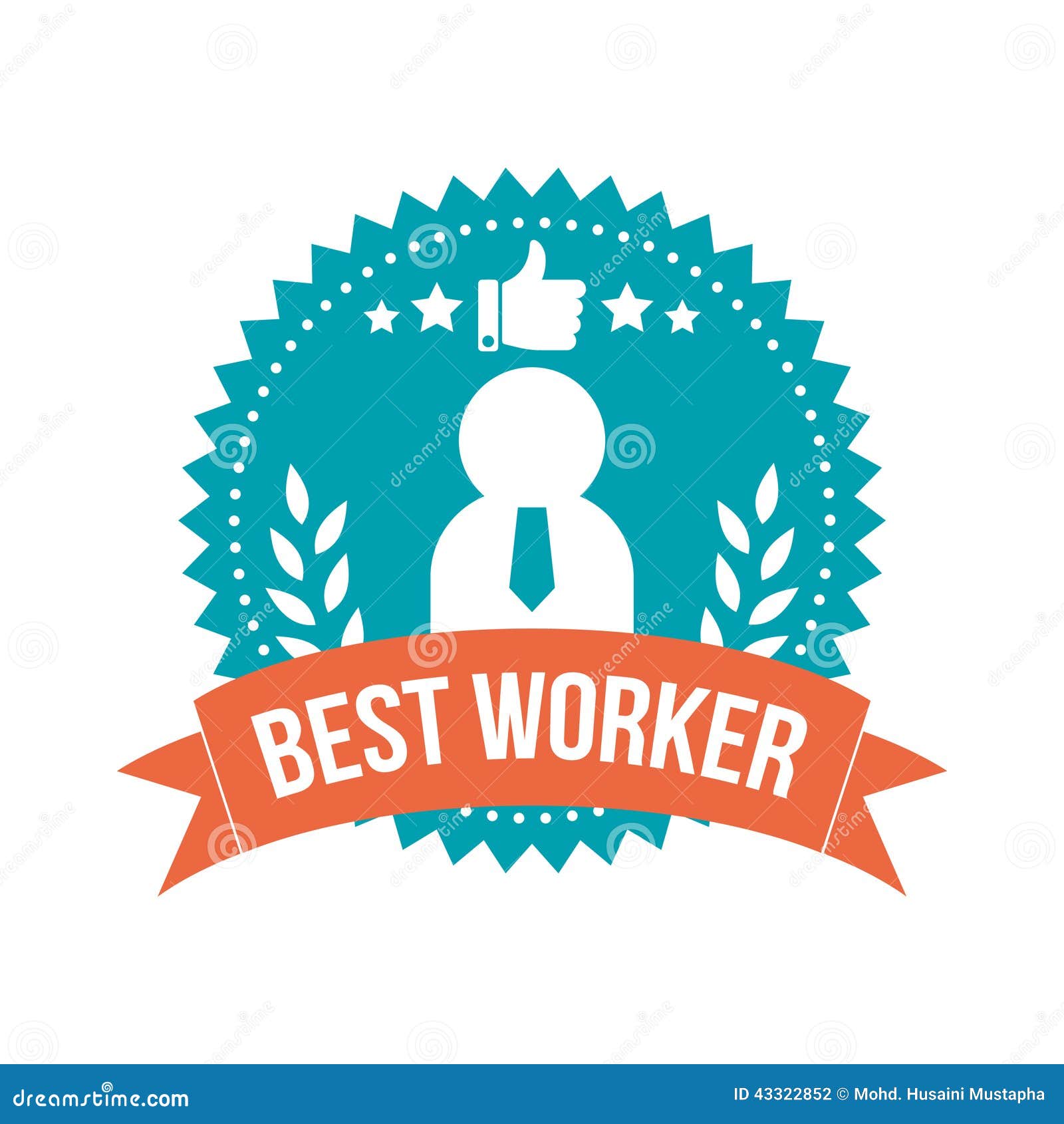 Best Worker Employee Winner With Trophy Cup Inside Award Ribbon And ...