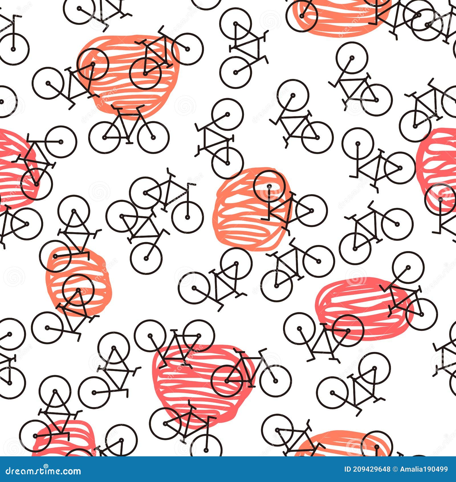 Simple Bicycle Doodle Repeat Pattern Design Stock Vector - Illustration ...