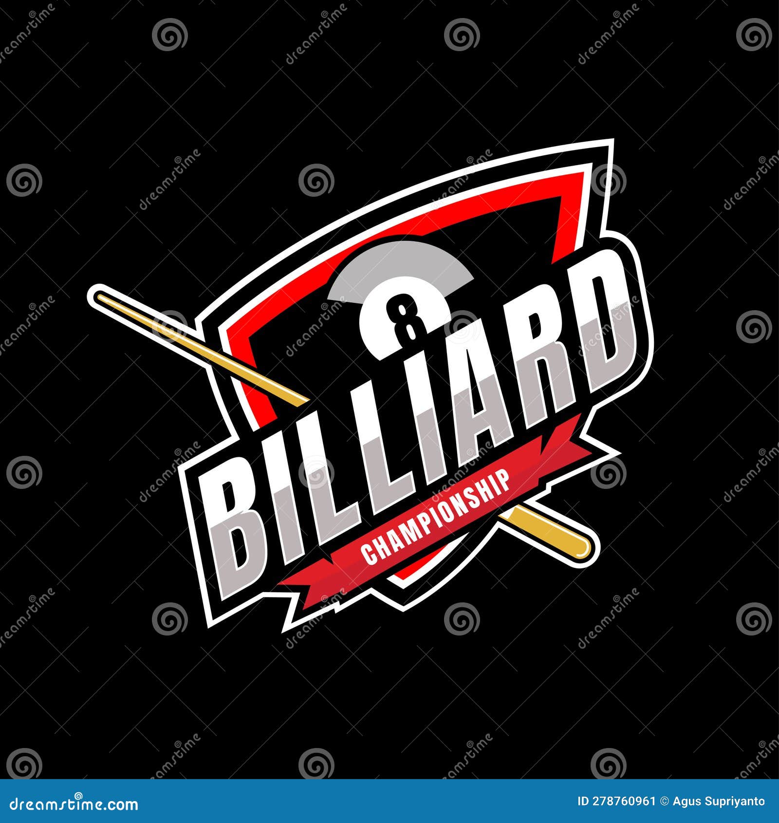 Simple Billiards Logo Template Illustration with Billiard Balls Stock ...