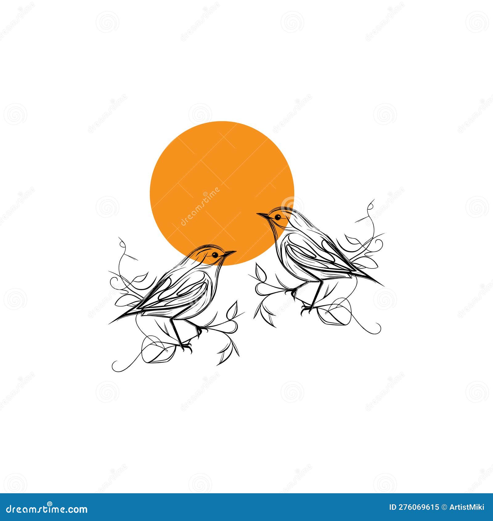 Bird Illustration with Simple Lines, Vector Stock Vector - Illustration ...
