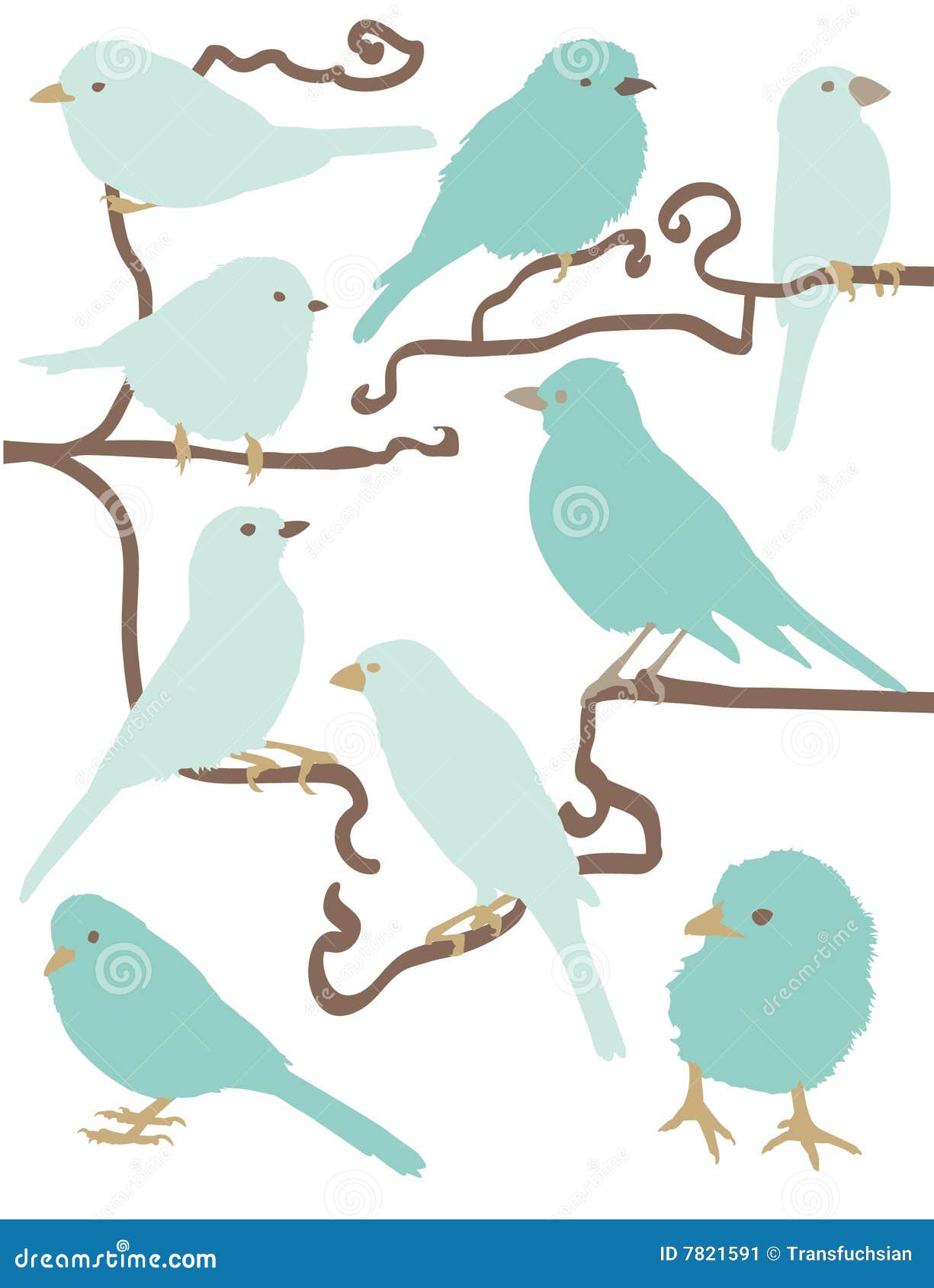 Simple bird illustrations stock vector. Illustration of branch - 7821591