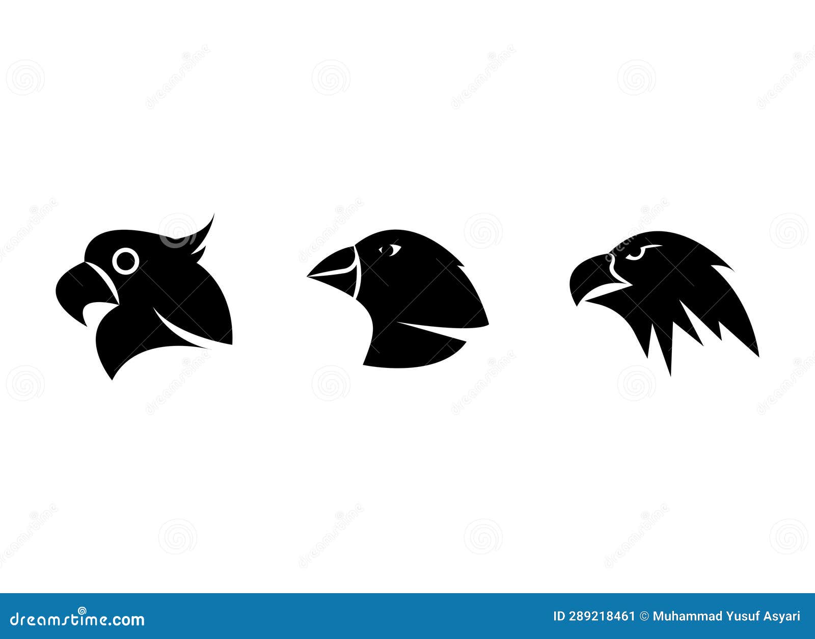 Simple Illustrations of Parrot, Sparrow and Eagle Heads Stock Vector ...