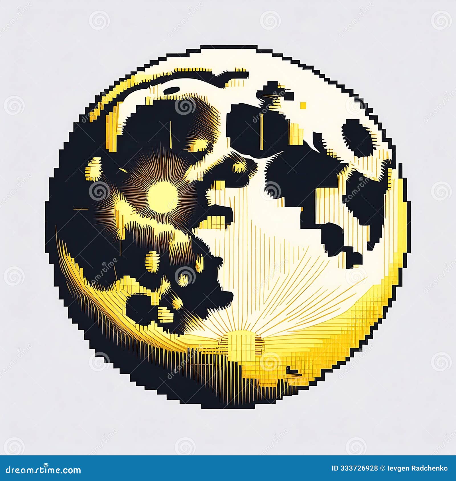 Simple 8-bit Moon Silhouette - a Basic Full Moon Design in 8-bit Pixel ...