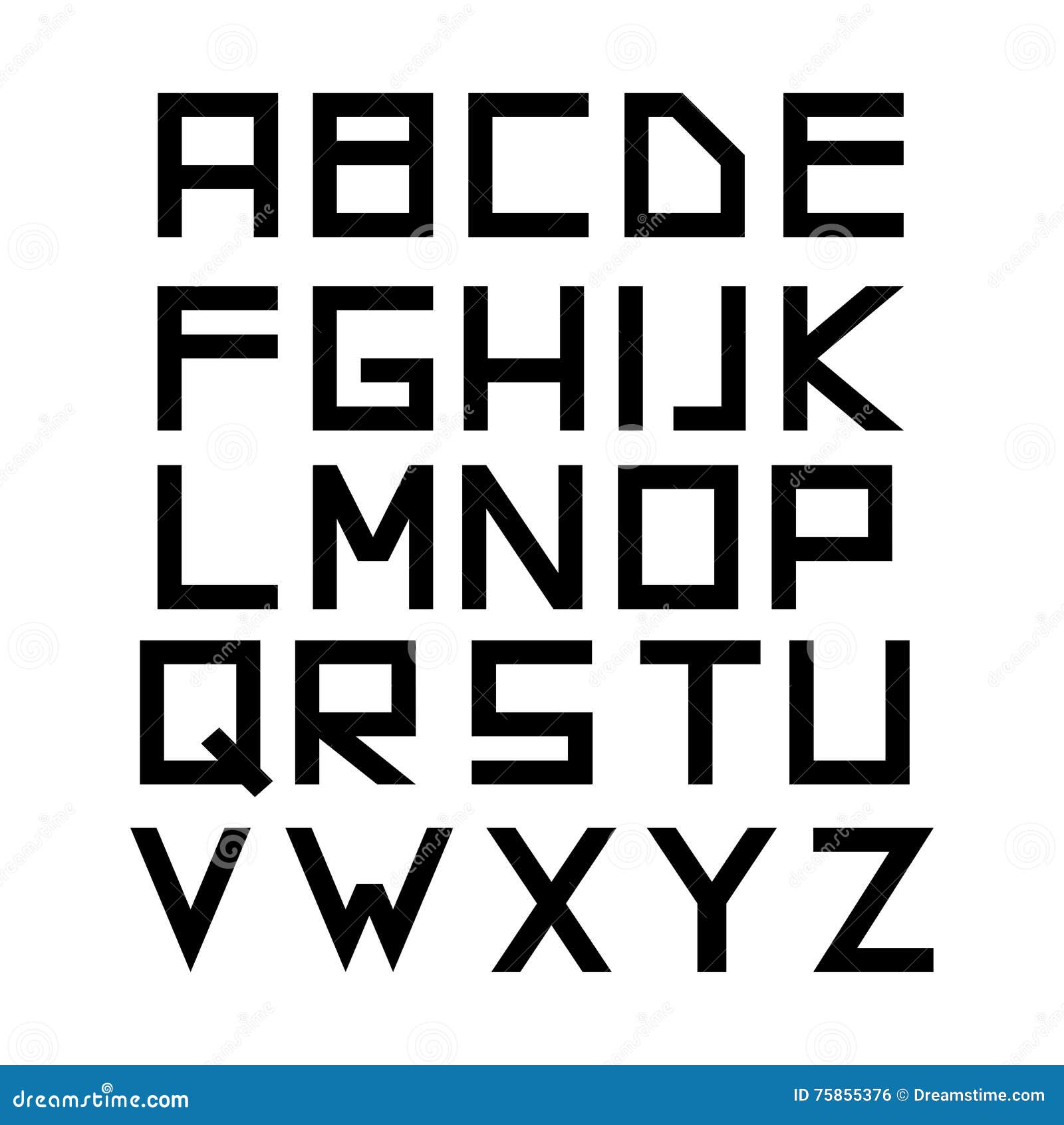 Simple Black Alphabet on White Background. Stock Vector - Illustration ...