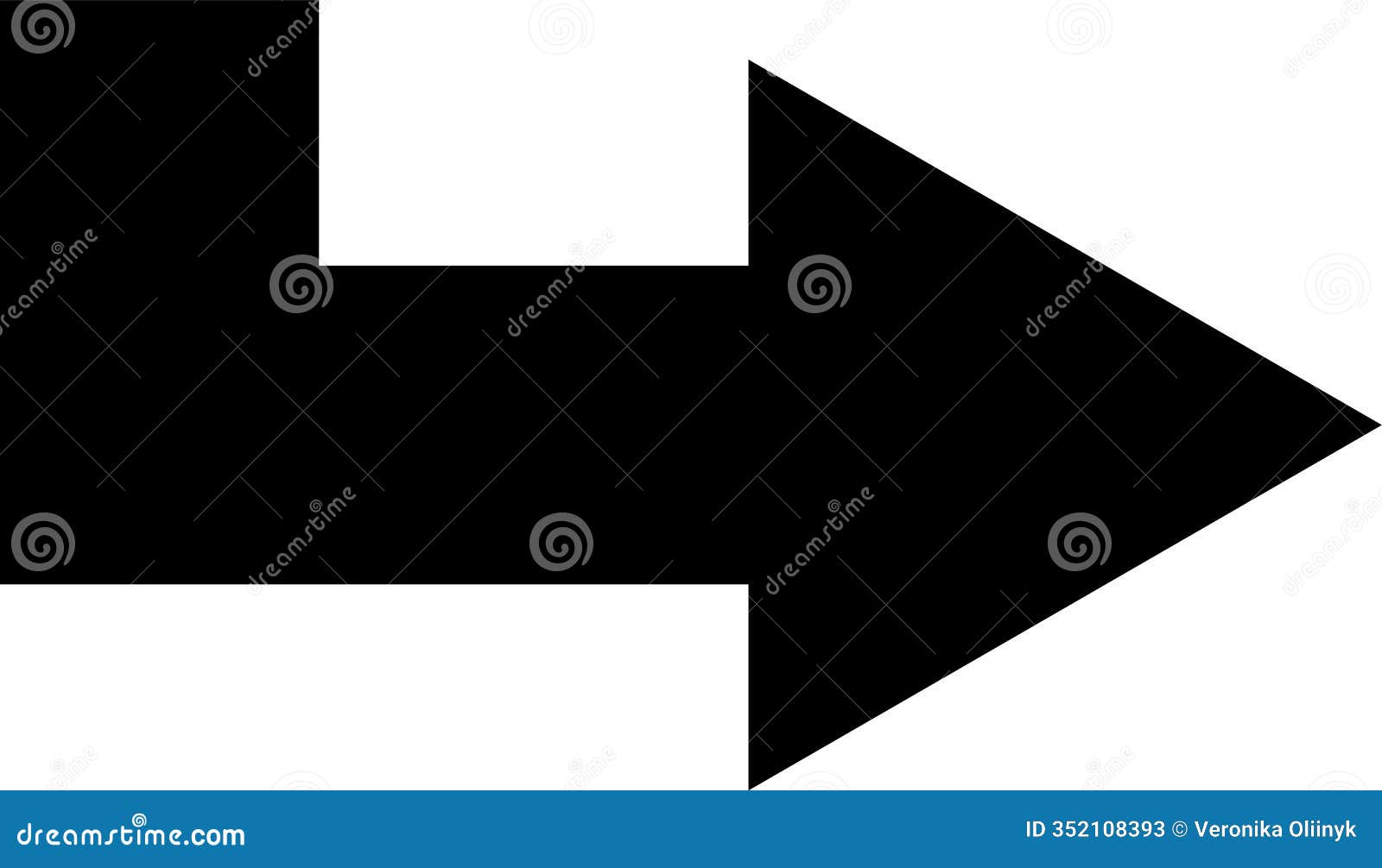 Simple Black Arrow Pointing Right, Featuring A Notch On The Left Side ...