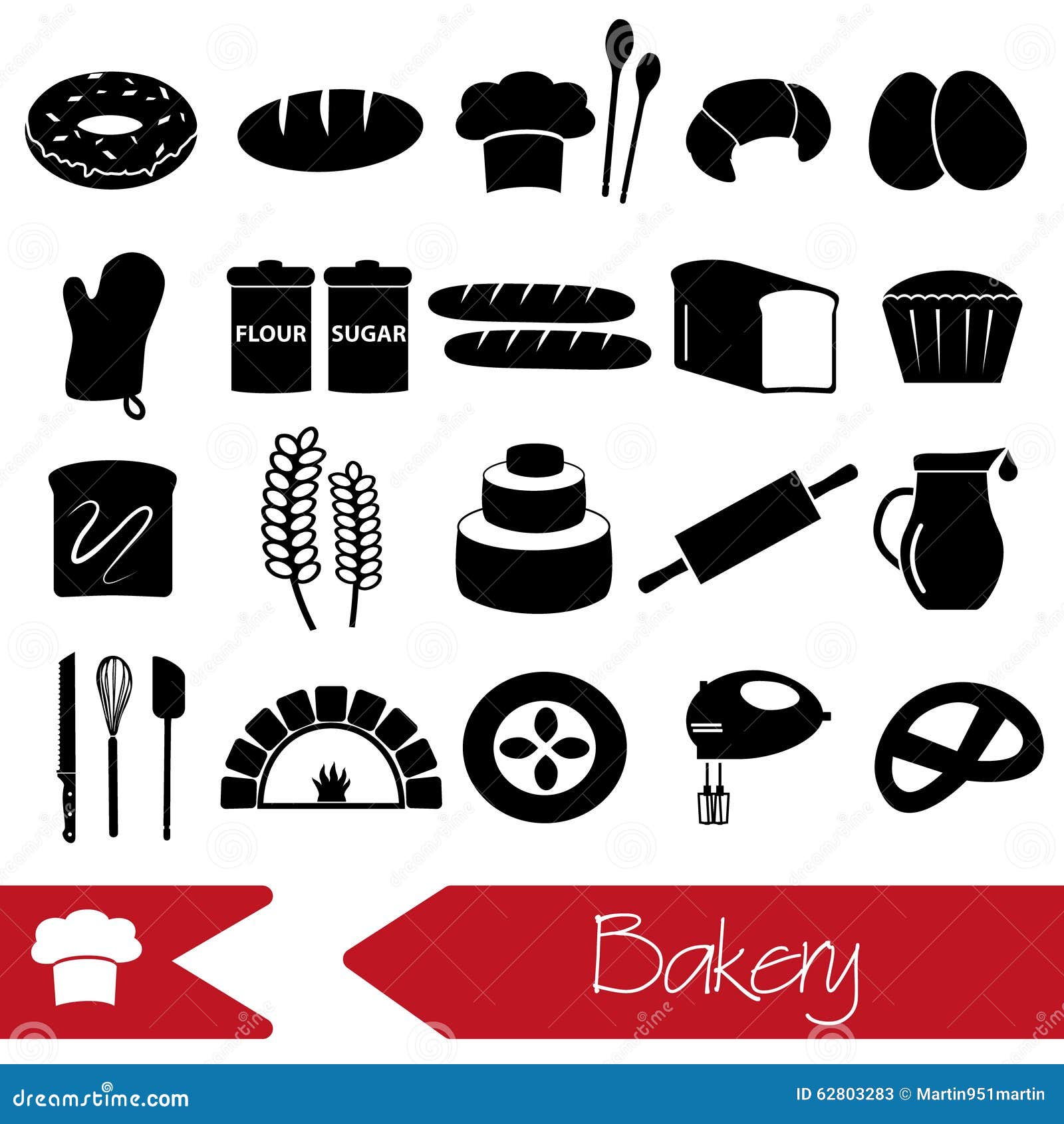 Simple Black Bakery Items Icons Set Eps10 Stock Vector - Illustration ...