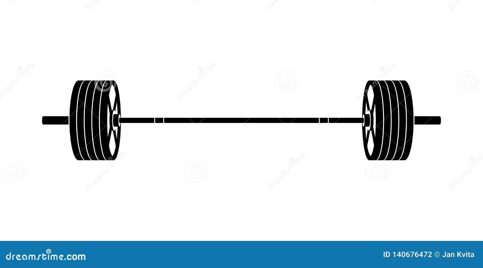 Simple Black Barbell Front View Perspective Vector Icon on White ...