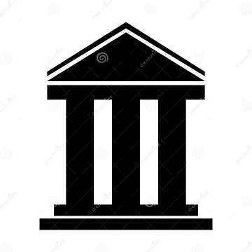 Simple Black Building Icon with Columns. Classic Architectural ...