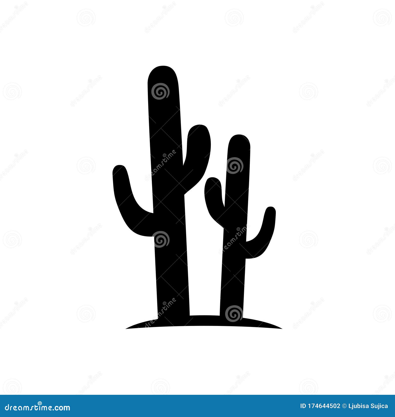Cactus Silhouette. Icon Mexican Cactuses. Black Simple Cacti Isolated ...