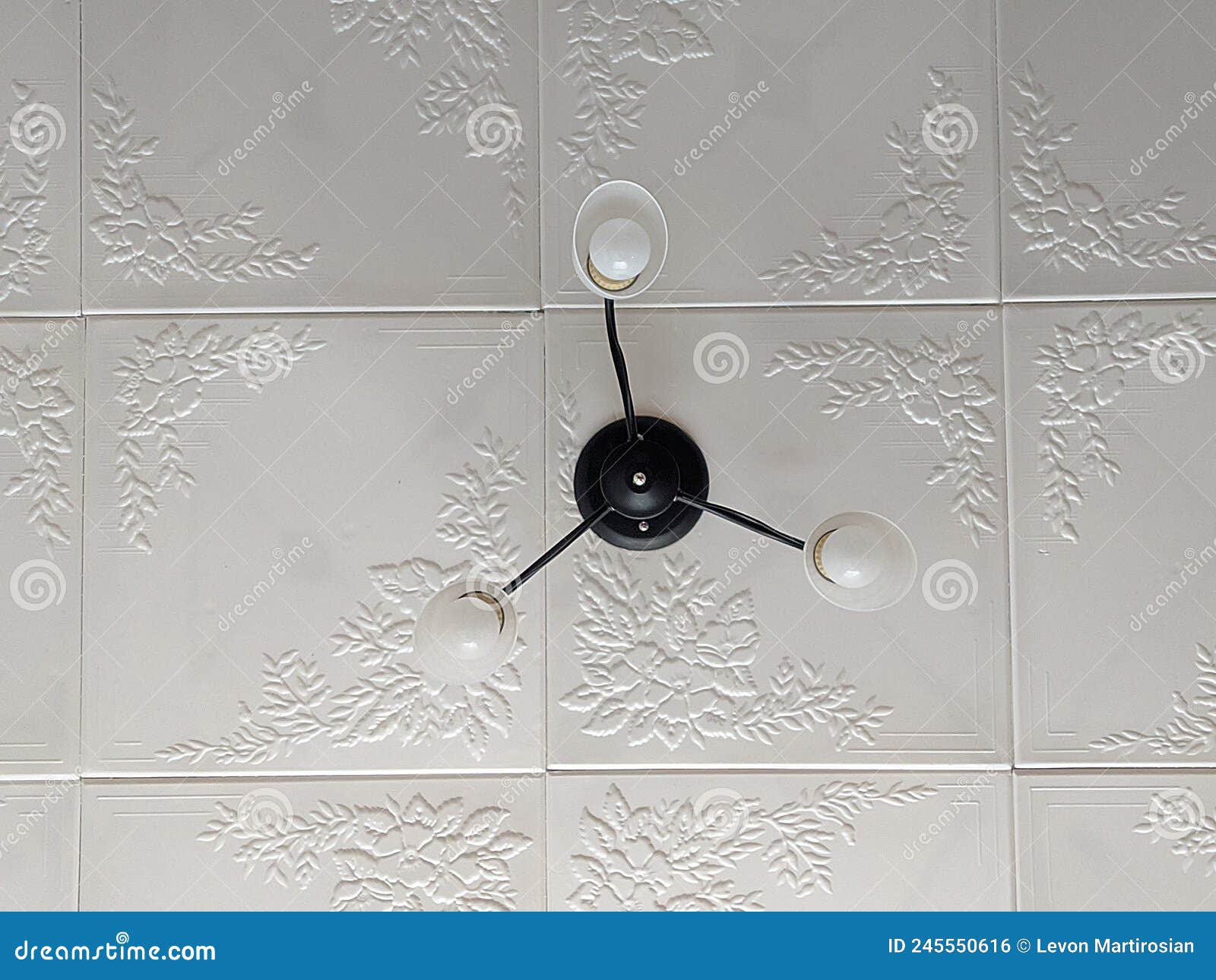 Simple and Black Chandelier on the Ceiling Bottom Up View. Stock Photo ...