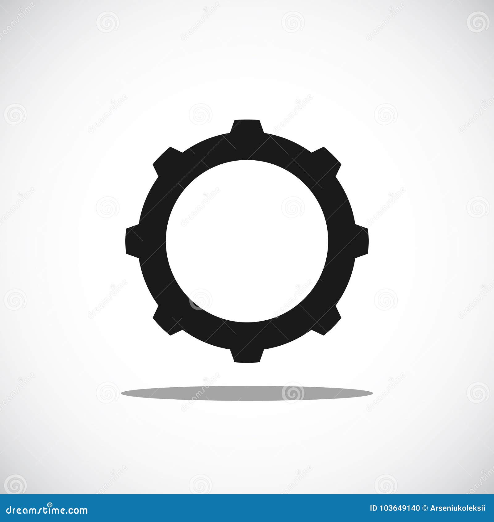 Simple black cogwheel stock vector. Illustration of black - 103649140
