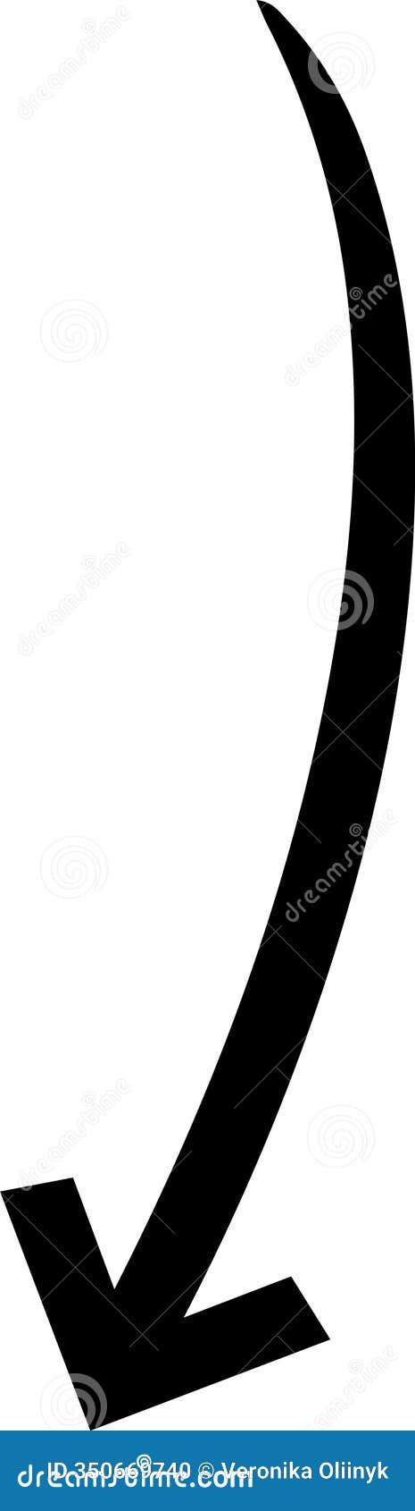 Simple Black Curved Arrow Pointing Down on a White Background, Perfect ...