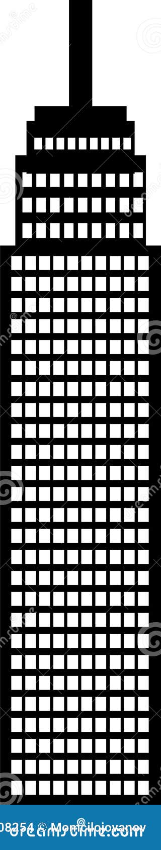 Simple Black Flat Drawing of a Modern SKYSCRAPER HIGH-RISE BUILDING ...