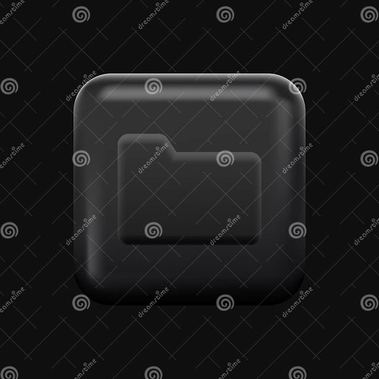 Simple Black Folder Icon. 3d File Manager Button Stock Vector ...