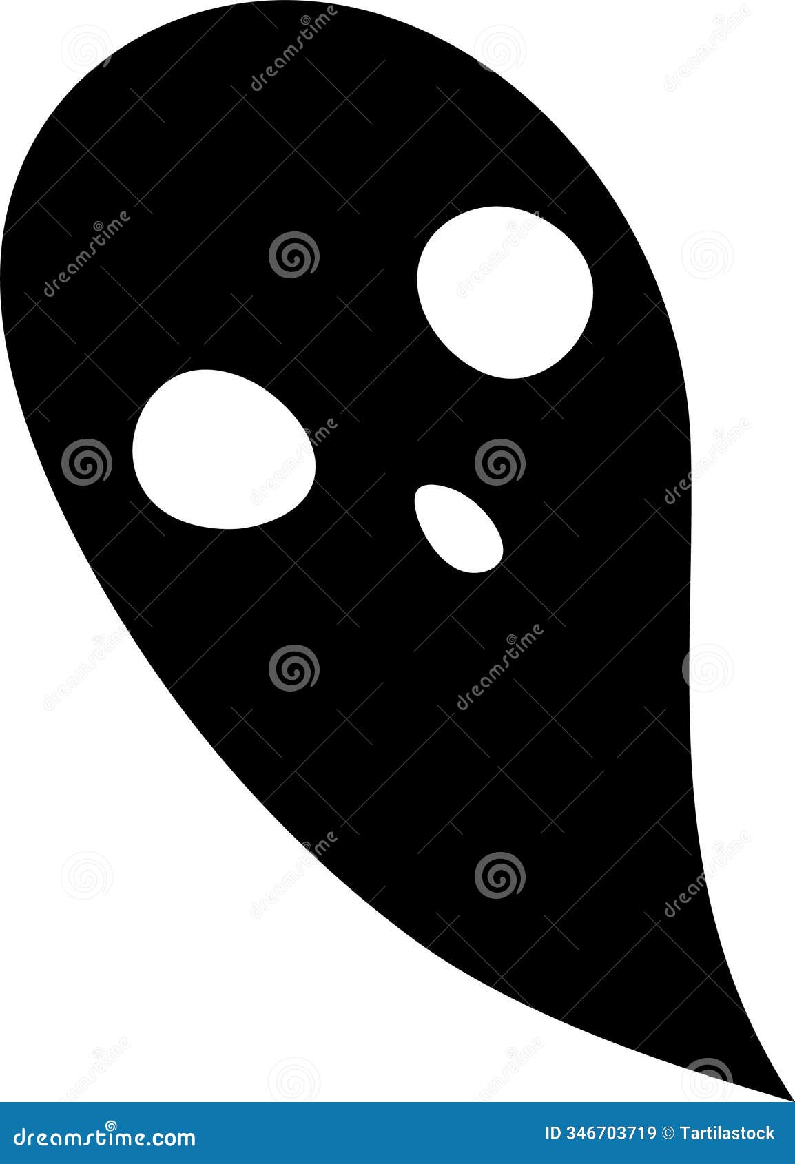 Simple Black Ghost Floating with Surprised Expression, Ideal for ...