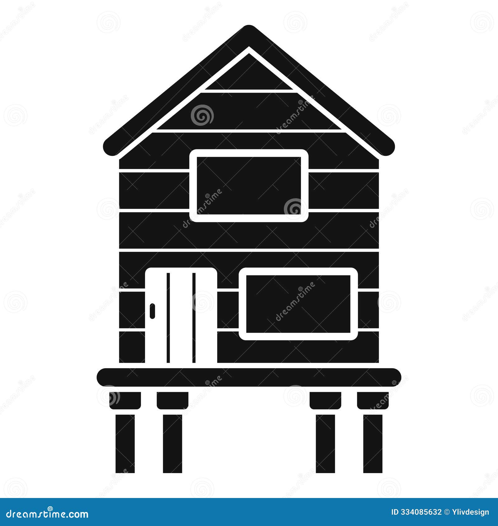 Simple Black Glyph Icon for a Stilt House Building Stock Illustration - Illustration of ...