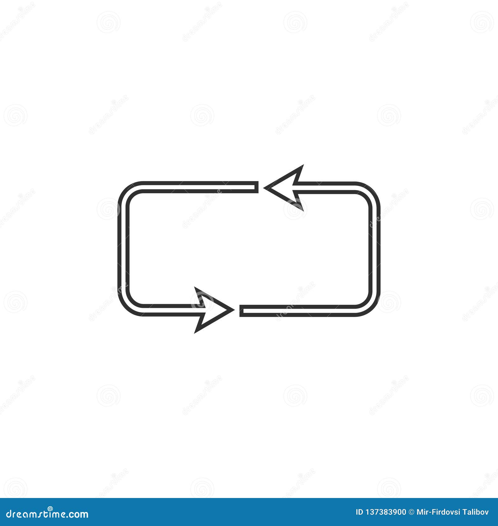 Simple Black Icon on White Background. Repeat Icon. Vector Illustration ...