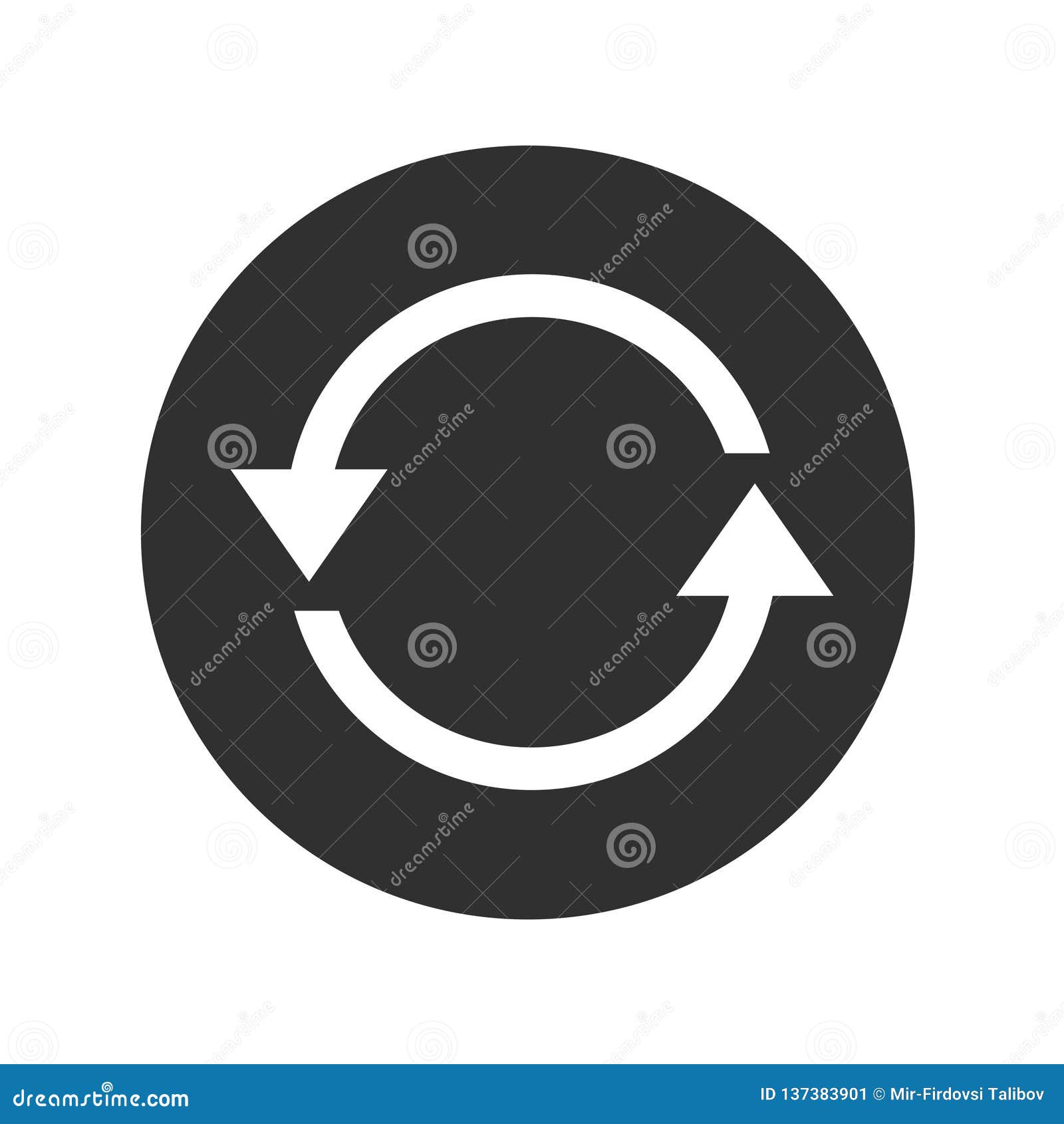 Simple Black Icon on White Background. Repeat Icon. Vector Illustration ...