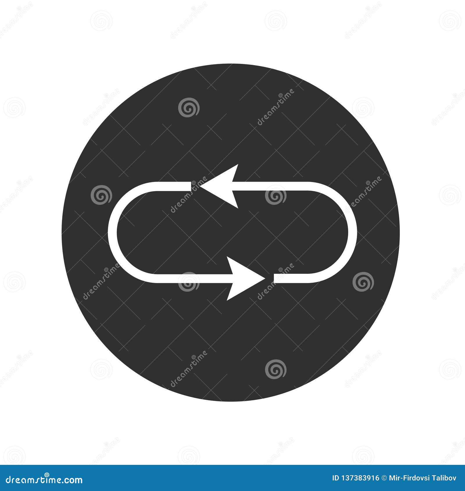 Simple Black Icon on White Background. Repeat Icon. Vector Illustration ...