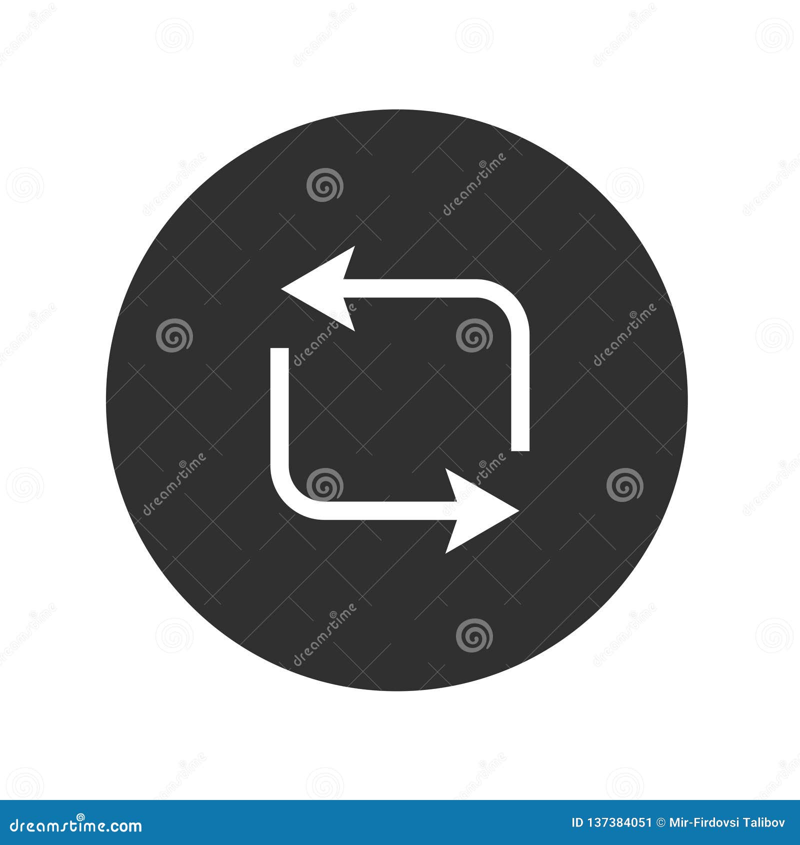 Simple Black Icon on White Background. Repeat Icon. Vector Illustration ...