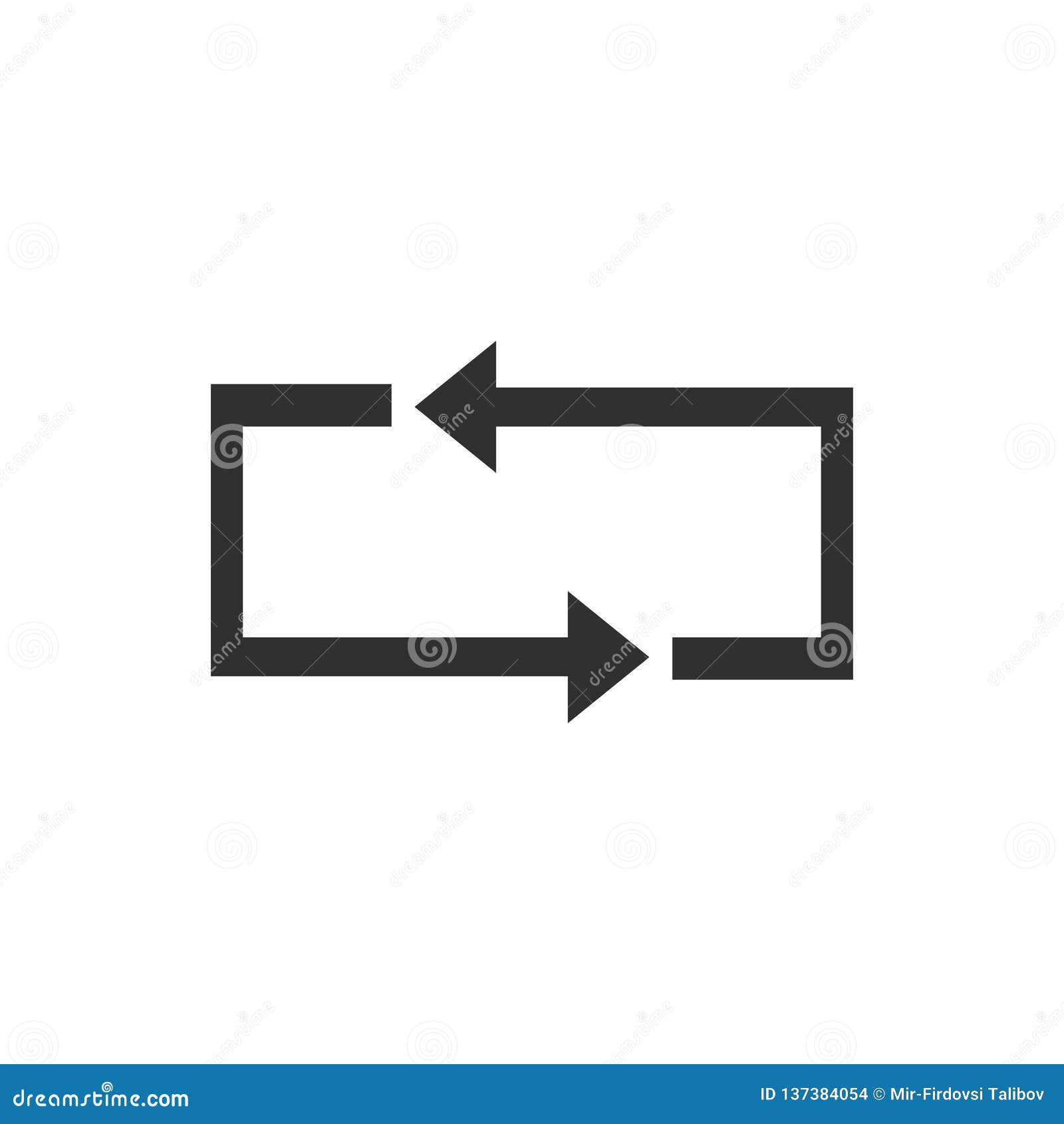 Simple Black Icon on White Background. Repeat Icon. Vector Illustration ...