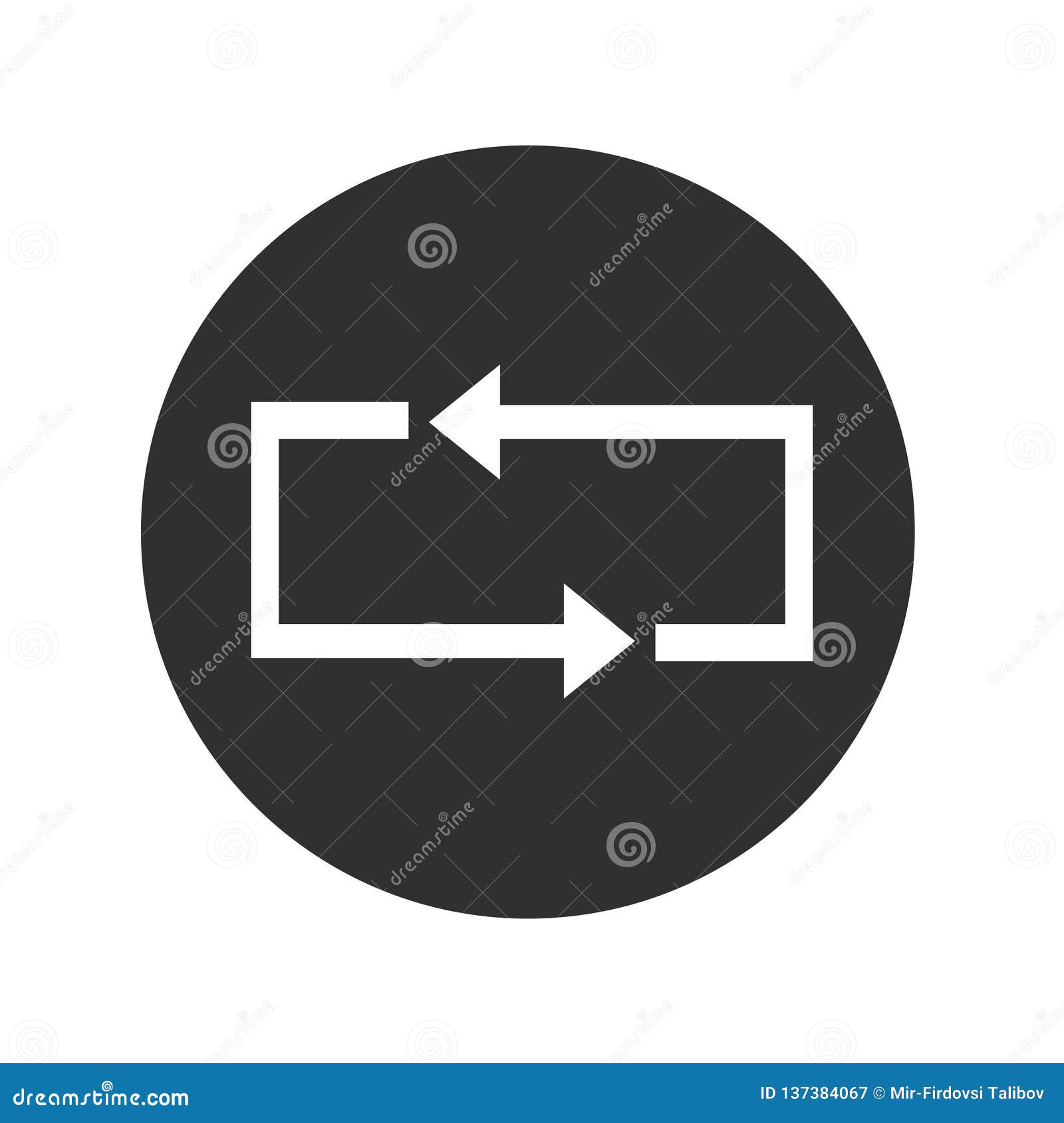 Simple Black Icon on White Background. Repeat Icon. Vector Illustration ...