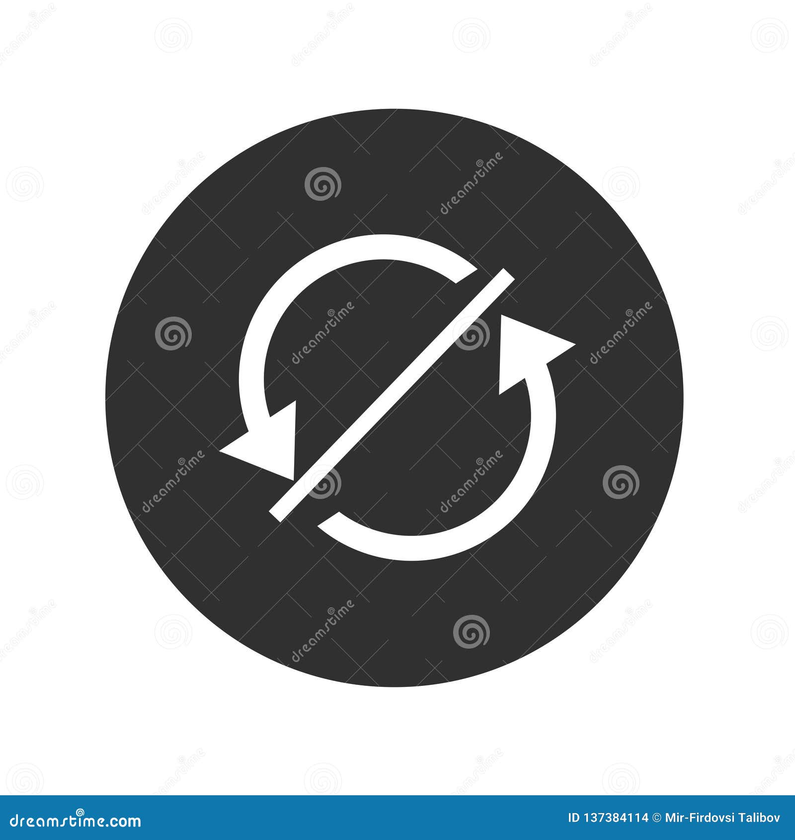 Simple Black Icon on White Background. Repeat Icon. Vector Illustration ...