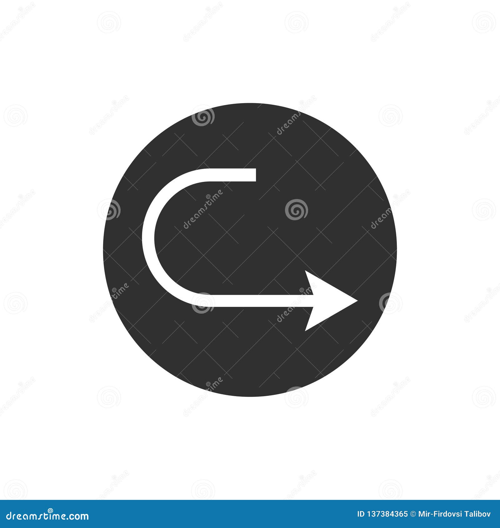 Simple Black Icon on White Background. Repeat Icon. Vector Illustration ...