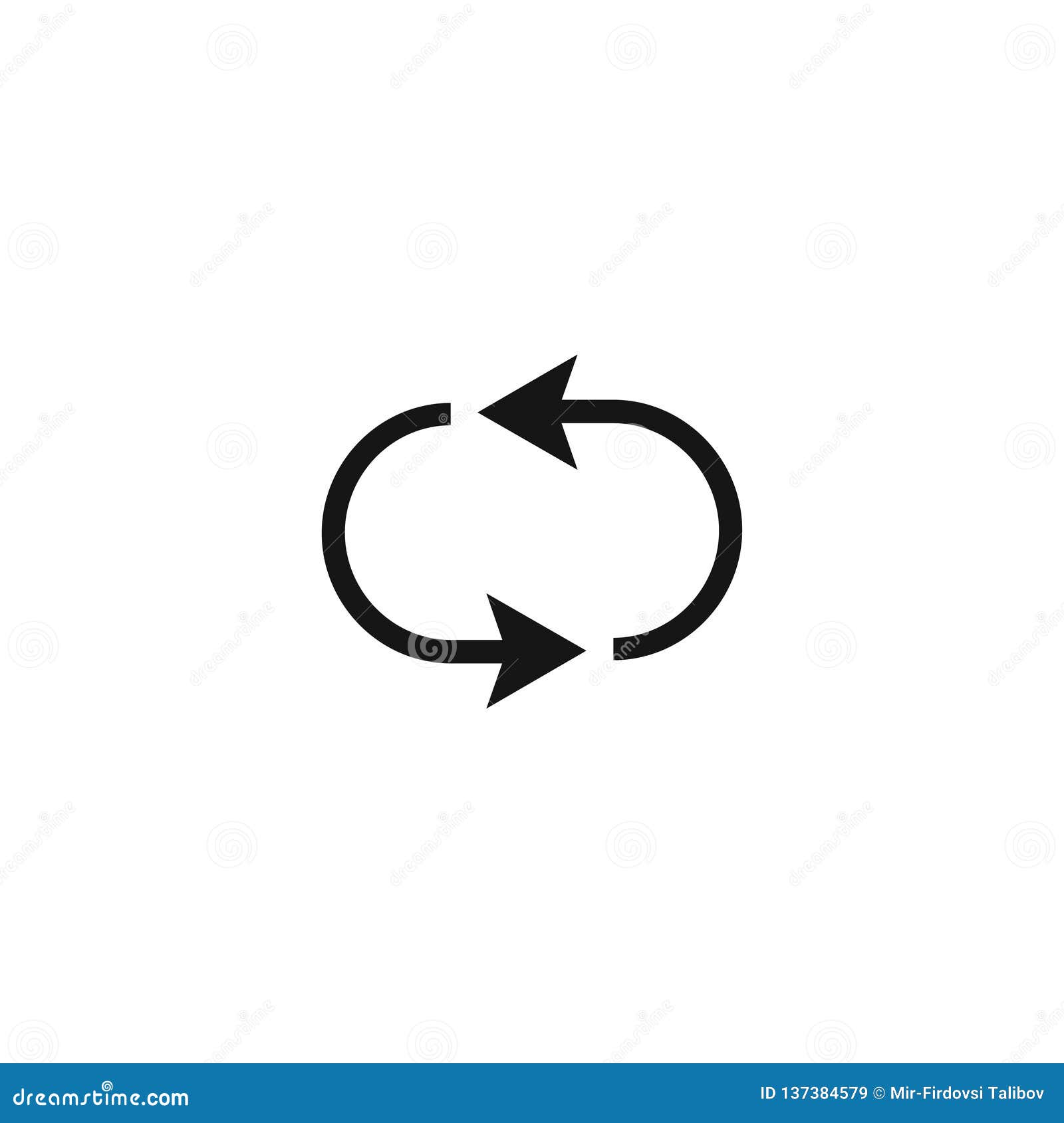 Simple Black Icon on White Background. Repeat Icon. Vector Illustration ...